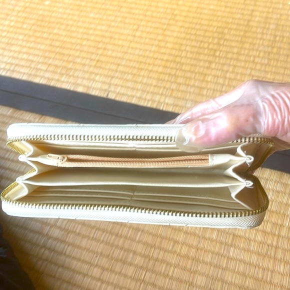 Bags | Quilted Shiny White Long Wallet | Poshmark